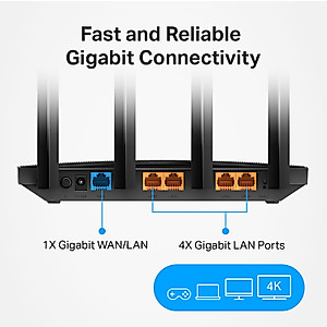 TP-Link AC1200 Gigabit WiFi Router (Archer A6) - Dual Band MU-MIMO Wireless Internet Router, 4 x Antennas, OneMesh and AP mode, Long Range Coverage (Renewed)