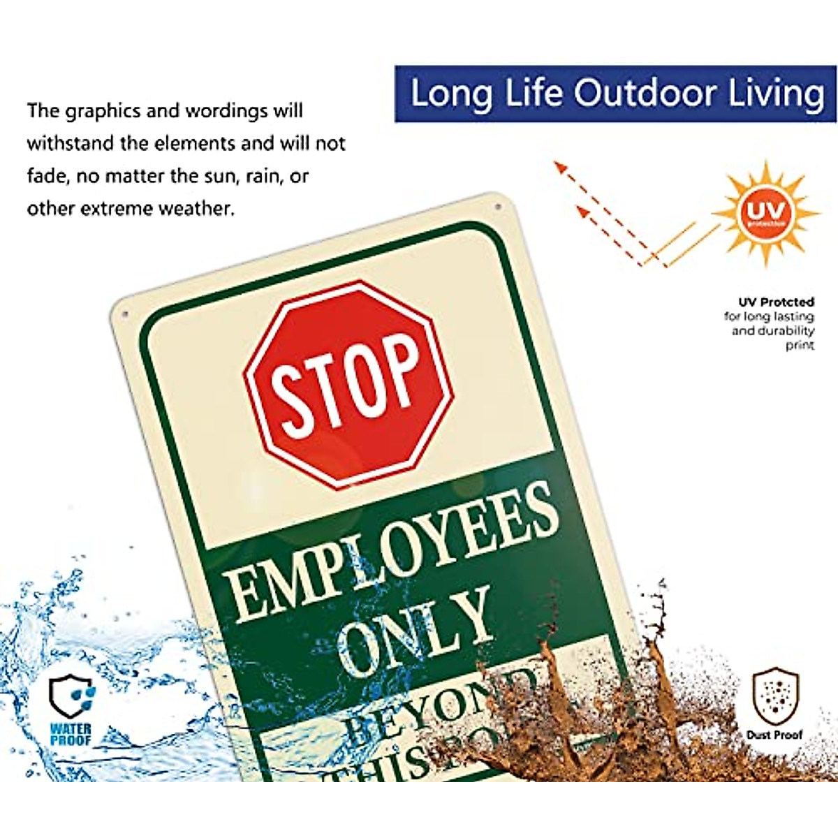 Employees Only Beyond This Point Signs 10"x7" Stop Do Not Enter Signs Restricted Area Signs Metal Reflective Rust Free Aluminum UV Protected Waterproof Easy Mounting Outdoor Use 2 Pack
