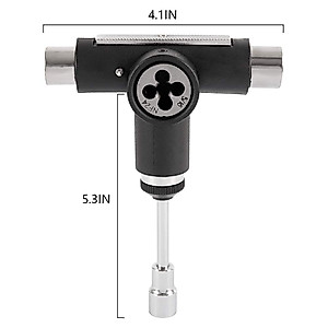 All-in-One Skate Tools, Multi-Function Skateboard Tool with T-Type Allen Key and L-Type Phillips Head Wrench Screwdriver, Ratchet Skate Tool