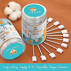 EcoFox Baby Tongue Cleaner [40 Pack] Individually Wrapped & Disposable | Infant & Newborn Babies | Soft Gauze Toothbrush with Paper Handle | Sterilized & Medical Grade Soft Gauze | 0-2 Years Old