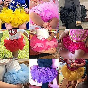 HOOLCHEAN Infant Toddler Baby Girls Super Soft Fluffy Tutu Skirt and Headband Set with Diaper Cover Bloomer Red 2, 6-12 Months