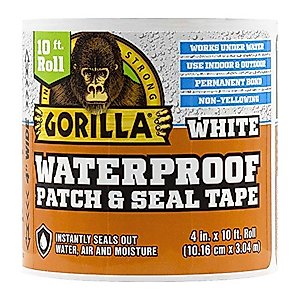 Gorilla Waterproof Patch & Seal Tape 4" x 10' White, (Pack of 1)