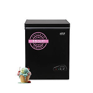 KRIB BLING 3.5 cu.ft Adjustable Thermostat Chest Freezer with Removable Storage Basket for House Kitchen Garage Basement Black