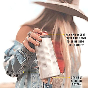 Hooch|Hog Slim Can Cooler Stainless Steel for 12 oz. Skinny Cans | 3x Insulated Beer Can Holder for Michelob Ultra, White Claw, Truly & Redbull (Patriot Edition Black)