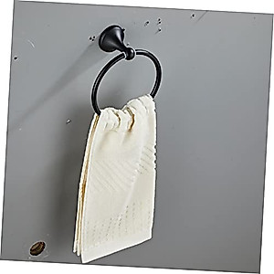 Angoily 1 Set Bathroom Four Piece Set Black Washcloth Paper Towel Roll Dispenser Stainless Steel Towel Kitchen Towel Hanger Wall Towel Hooks Bath Towel Bar Stainless Steel Black Towel Ring