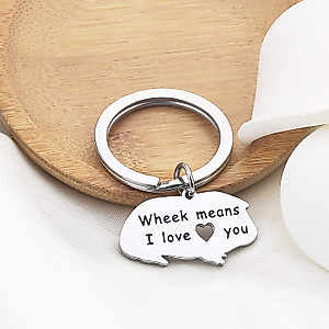 bobauna Guinea Pig Lover Gift Wheek Means I Love You Keychain Guinea Pig Jewelry Animal Lover Gift (Wheek Means I Love You)
