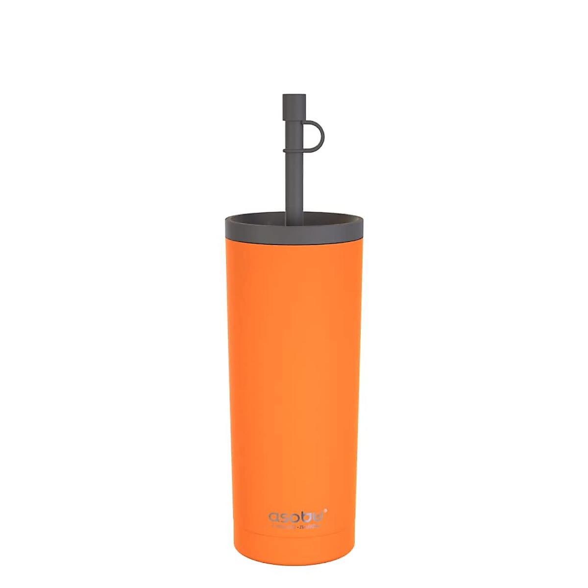 asobu Sippy Double Wall Stainless Steel Tumbler with Silicone Flexible Straw, 20 Ounces (Orange)