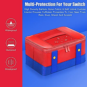 Larstylee Switch Carry Case, Storage Carrying Case Compatible With Nintendo Switch/Switch OLED Soft Shell Protective Travel Case for Switch Console Pro Controller & Accessories