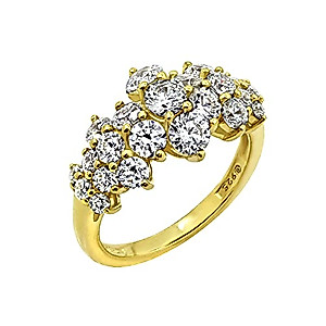 Amazon Essentials Yellow-Gold-Plated Sterling Silver Cluster Ring set with Round Cut Infinite Elements Cubic Zirconia (1.5 cttw), Size 8, (previously Amazon Collection)