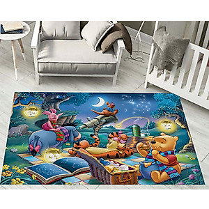 CZEGPUB Cute Cartoon Characters AreaRug Bear and His Friends Rug Cute Animal Friends Carpet for Kids Room Bedroom Room Living Room Decor Rugs Gifts for Kids 4'x 5.3'