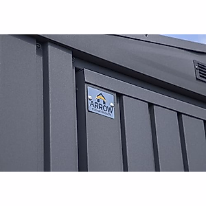 Arrow Shed Elite 14' x 14' Outdoor Lockable Gable Roof Steel Storage Shed Building, Anthracite