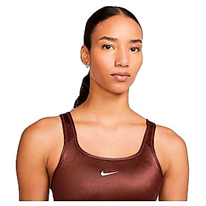 Nike Dri-FIT Swoosh Shine Medium-Support Sports Bra (as1, Alpha, m, Regular, Regular, Bronze Eclipse, Medium)