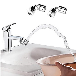 2 PC Universal Splash Filter Faucet - 720 Degree Rotating Water Faucet Stainless Steel Kitchen Faucet with Dual Modes Faucet Head for Bathroom Kitchen