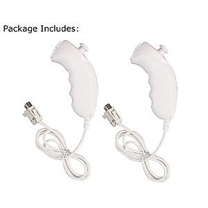Ankey 2Packs Nunchuck Controller Remote Replacement for Nintendo Nunchuk Wii Wii U Console White