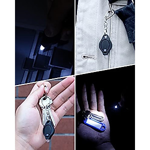 Uniclife 5 Pack Mini LED Keychain Flashlight 12 Lumen Portable Ultra Bright Battery Powered Black Torch with Spring Carabiner for Outdoor Camping Hiking and Emergency Lighting (Batteries Included)