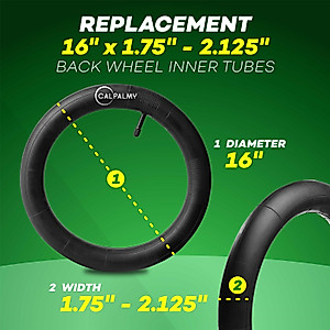 16'' x 1.5/1.75/1.95/2.125 Back Wheel Replacement Inner Tubes (2-Pack) Compatible with Graco Click/Go Jogging/BoB Revolution SE/Pro/Flex/SU - Made from BPA/Latex Free Butyl Rubber