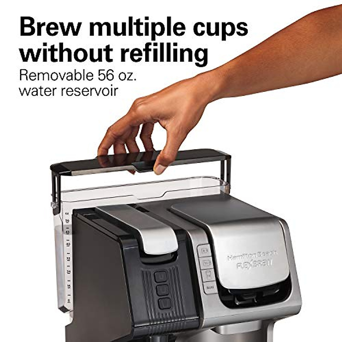 Hamilton Beach FlexBrew Trio 2-Way Coffee Maker, Compatible with K-Cup Pods or Grounds, Combo, Single Serve & Espresso Machine with 19 Bar Pump, 56 oz. Removable Reservoir, Black