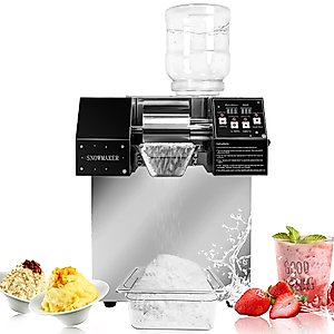 Snow Ice Machine Automatic Electric Ice Crusher and Ice Shaved Machine,1200W Water Cooled Countertop Snow Cone Slushie Maker With Stainless Steel Blade, Snowflake Machine For Commercial Use-485LBS/Day