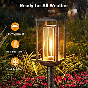 WdtPro Solar Pathway Lights Outdoor, 2X Bigger & Brighter Solar Lights Outdoor Waterproof, Over 12 Hours Double-Layer Solar Garden Lights, Auto On/Off Solar Lights for Outside Yard Walkway Driveway