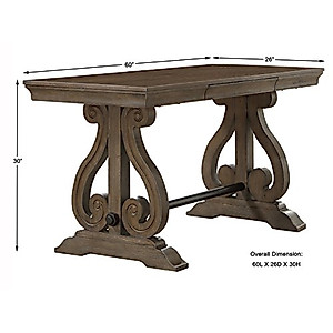 Homelegance Hidden Drawer Writing Desk, 60" W, Antique Gray