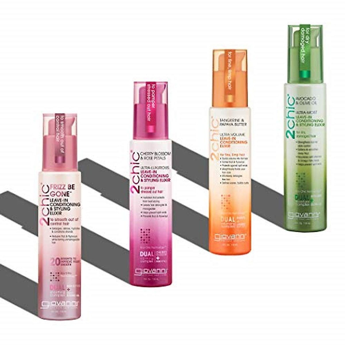 GIOVANNI 2chic Ultra-Volume Leave-In Conditioning & Styling Elixir - Builds Volume, Promotes Weightless Control for Fine/Thin Hair, Volumizing Formula with Papaya & Tangerine Butter, Color Safe - 4 oz