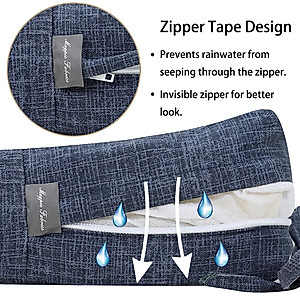 Magpie Fabrics Patio Bench/Swing Cushion Slip Cover 42 x 18 x 3 Inch, Water Resistant Outdoor Furniture Loveseat Replacement Cushion Cover with Zipper (Navy Blue Textured)