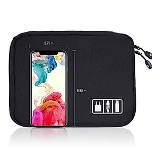 iiteeology Smartwatch Accessories Organizer, Universal Electronics Accessories Travel Storage Bag for Watch Bands, Extra Pocket for Magsafe Charger, Cable, Headphone, USB, SD Cards, Black