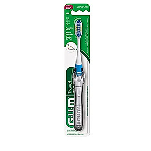 GUM Folding Travel Toothbrush with Antibacterial Soft Bristles (Pack of 6)