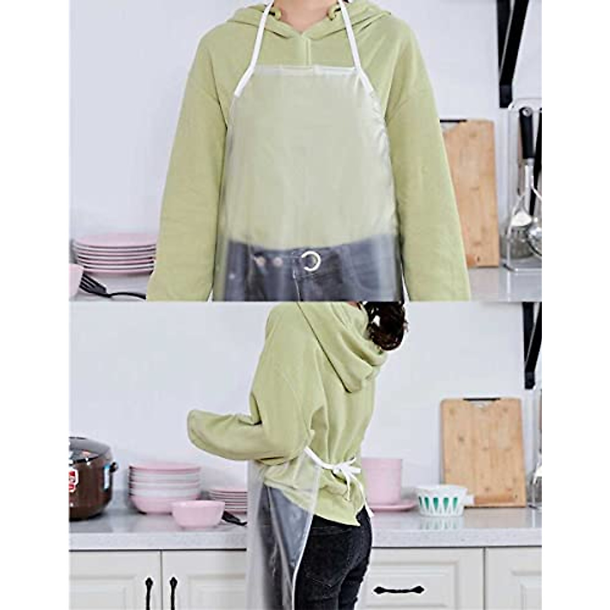 Kvimvty Unisex 47 x 27.5 inches Heavy Duty Transparent PVC Waterproof Apron, Keeps You Clean and Dry When Dishes Washing Kitchen Cooking, Clear, over 15 years old