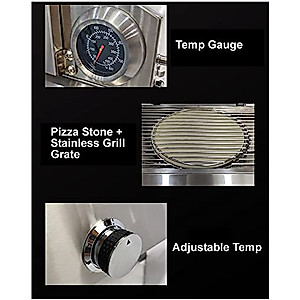 Portable Outdoor 430 Stainless Steel Propane BBQ Gas Grill + Pizza Oven Combo