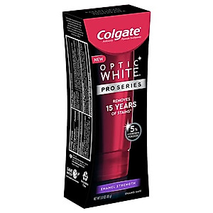 Colgate Optic White Pro Series Whitening Toothpaste with 5% Hydrogen Peroxide, Enamel Strength, 3 oz Tube
