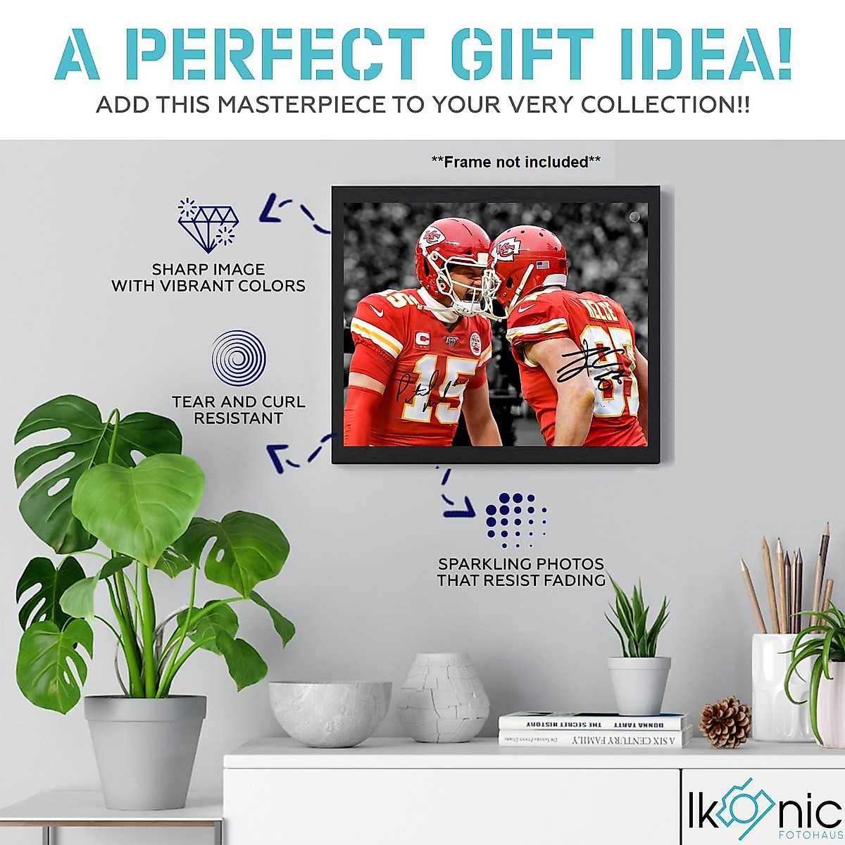 Ikonic Fotohaus Patrick Mahomes Travis Kelce Signed Photo Autograph Print Wall Art Home Decor