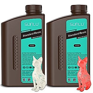 SUNLU 3D Printer Resin 2KG Clear & SUNLU 3D Printer Resin 2KG Clear Red,2000g Standard Photopolymer 405nm UV Curing Resin for 4K/8K LCD/DLP/SLA Resin 3D Printer