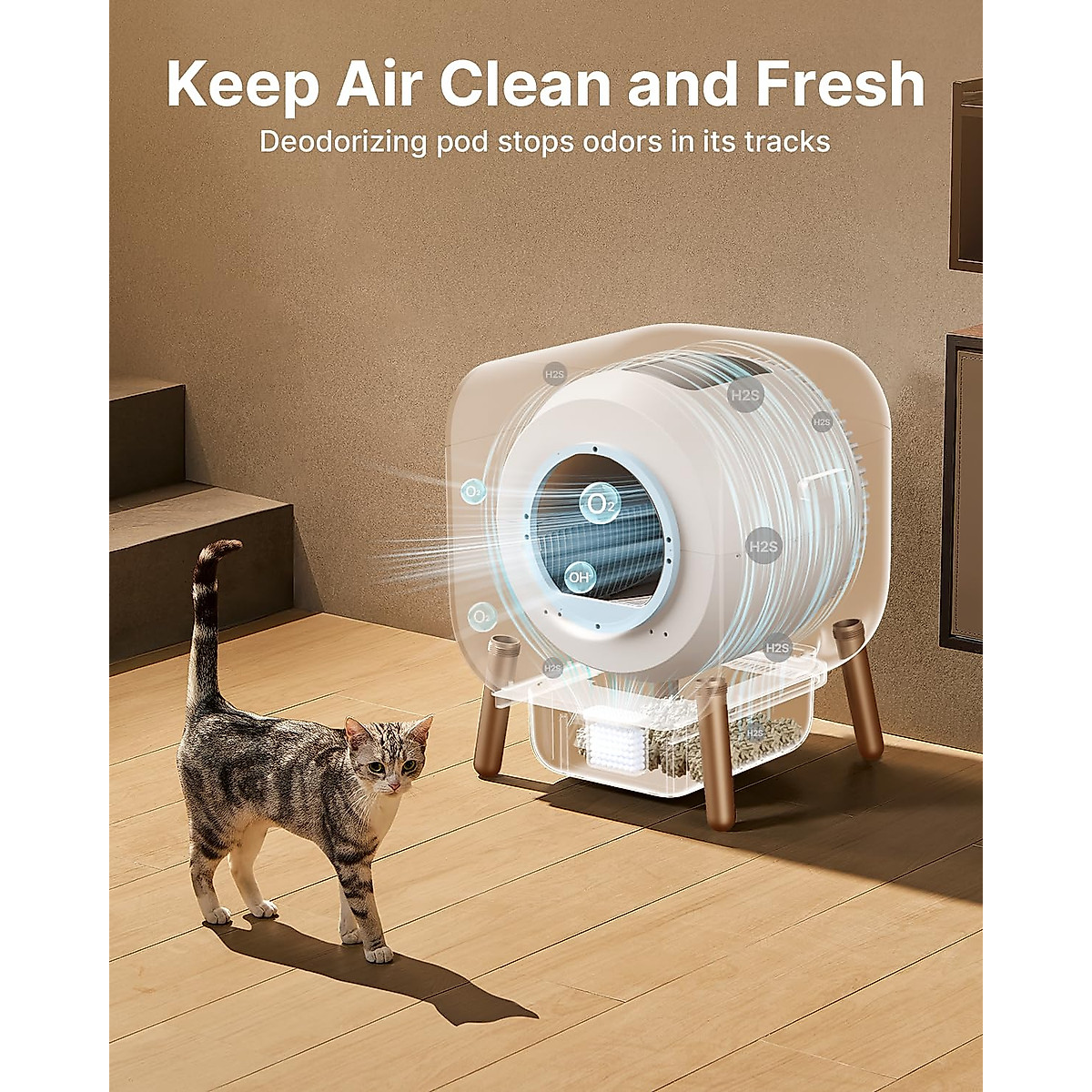 PAWBBY Self Cleaning Cat Litter Box, Automatic Cat Litter Box with Smart APP Control & Strong Odor Control for Multiple Cats, Ten-fold Safety Protection Scoop Free Large Litter Boxes with Mat & Liner