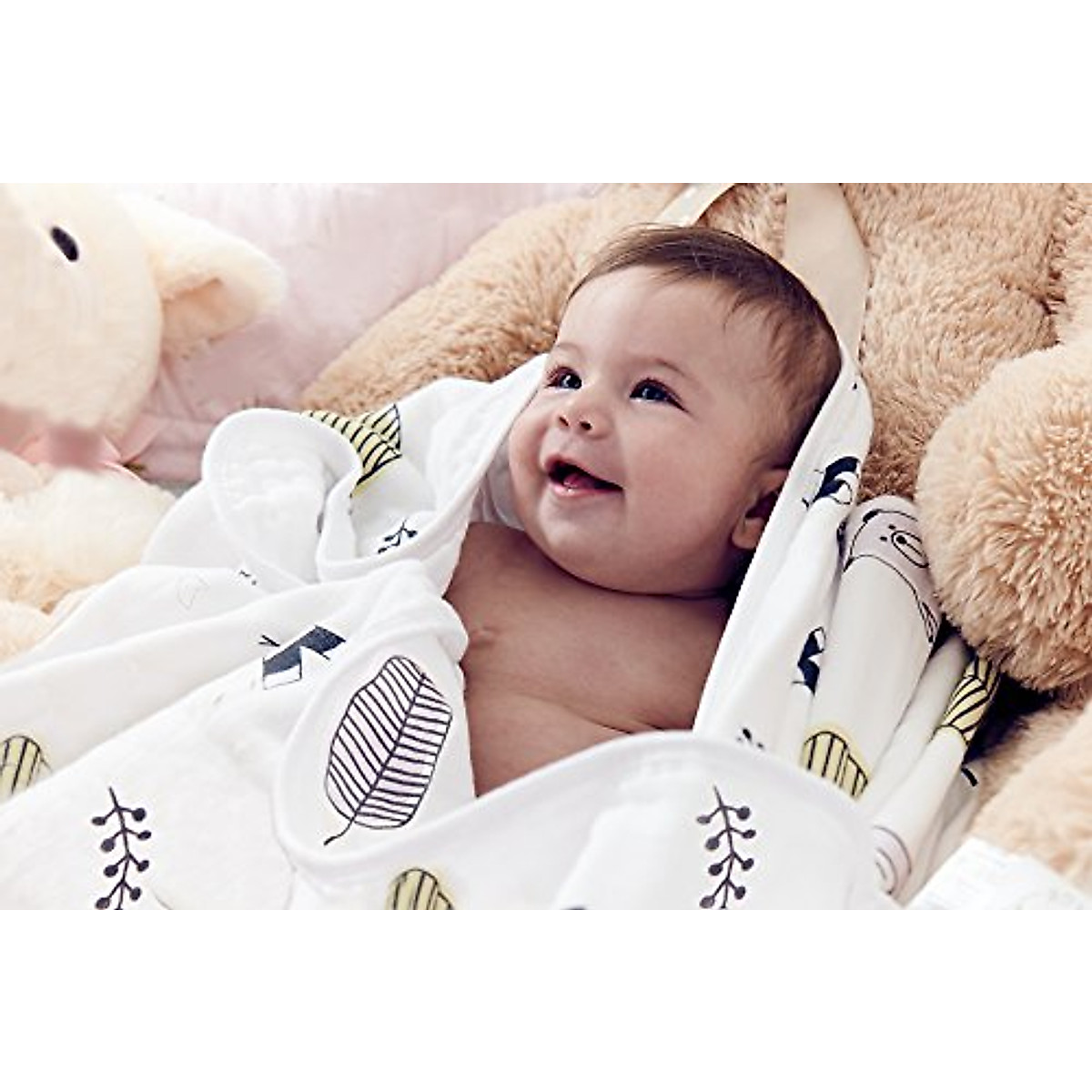 Clover & Sage Organic Muslin Baby Toddler Blanket - 100% Hypoallergenic Cotton Bed Blankets - Cuddle Bears