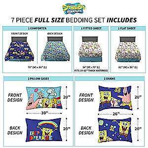 Franco Kids Bedding Super Soft Comforter and Sheet Set with Sham, 7 Piece Full Size, Spongebob Squarepants