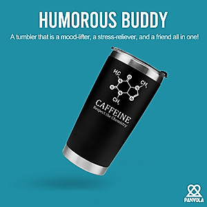 Panvola Caffeine Respect the Chemistry Gifts Science Tumbler For Teachers Vacuum Insulated Stainless Steel Tumbler With Removable Lid And Straw Black (20 oz)