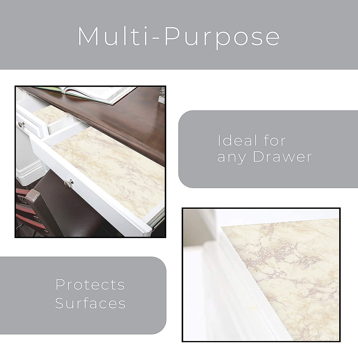 Smart Design Adhesive Shelf Liner - 18 in x 20 ft Roll - Easy Cut, Peel, and Self Stick Decorative Vinyl Film - Cabinet, Drawer, Countertop, Dresser Contact Cover, Paper - Kitchen - Fleur Noir