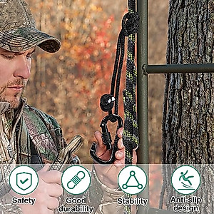 Hunter Reflective Safety Rope for Tree Stand 30ft 9ft - Heavy Duty 1300 Lb Rated Hunting Linemans Lifeline Rope with Adjustable Prusik Knot, Durable Tree Tether for Tree Harness