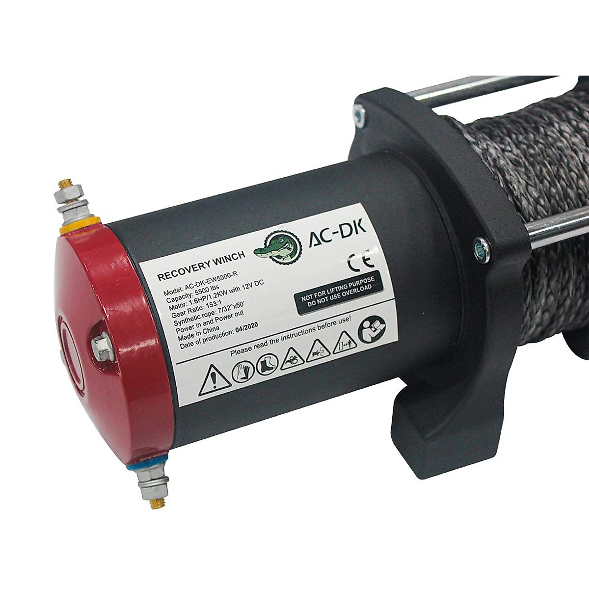 AC-DK 5500lb. Electric Synthetic Rope ATV Winch Kits, 12V Winch for Towing ATV/UTV Off Road Trailer, IP67 Waterproof Winch with Wireless Remote Control Mounting Bracket(5500 lbs Winch)