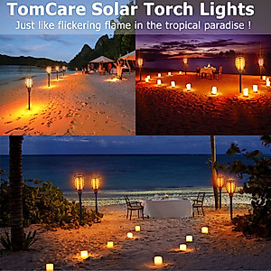 TomCare Solar Outdoor Lights 43" Higher & Larger Flickering Flames 96 LED Solar Torch Lights Outdoor Waterproof Solar Powered Garden Lights Decorative Landscape Lights for Yard Patio Christmas, 4 Pack