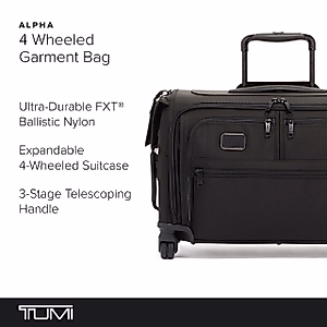 TUMI - Alpha Garment 4-Wheel Carry-On Luggage - Zippered Section for a Suit - 22-Inch Dress or Suit Bag for Men and Women - Black