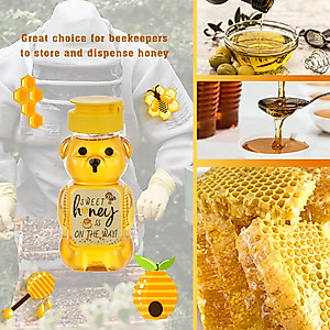 MOLADRI 18 Pack Plastic Bear Honey Bottle Jars, Empty 5 Fluid Oz Honey Squeeze Container with Flip-lid, Reusable Mini Bear Shaped Juice Bottles for Party (150 ml)