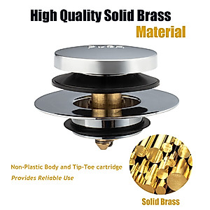 Artiwell Universal Tip Toe Bath Drain Stopper and Cover, Bathtub Drain Stopper, Replaces Lift and Turn, Tip-Toe and Trip Lever drains for Tub, EZ Installation and Clearing (Chrome Plated)