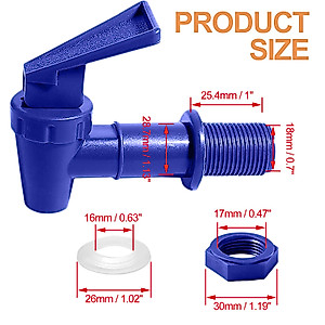 LifCratms 2Pcs BPA-Free Replacement Cooler Faucet, Blue Plastic Water Spigot Spout Water Dispenser Tap Set, Reusable Water Crock Tap Water Beverage Lever Pour Dispenser Valve