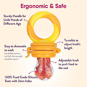 NatureBond Baby Food Feeder/Fruit Feeder Pacifier (2 Pack) - Infant Teething Toy Teether | Includes Additional Silicone Sacs