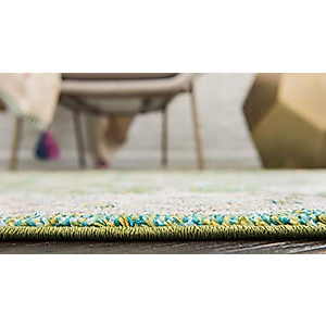 Unique Loom Penrose Collection Distressed Traditional Vintage Floral Area Rug, 3 ft 3 in x 3 ft 3 in, Green/Beige