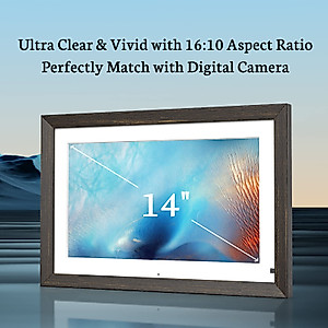 BSIMB 32GB 13.3 Inch Wood-Effect WiFi Digital Photo Frame HD IPS Touch Screen Smart Large Picture Frame with Remote Control, Auto-Rotate, Wall Mountable, Easy to Share Photos & Videos via App & Email