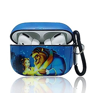 for AirPods Pro Case Protective Cover,Fully Protected Shockproof Cute Case Cover with Keychain Clip Carabiner and Neck Running Strap, Compatible with Apple AirPods pro (Beauty and The Beast)