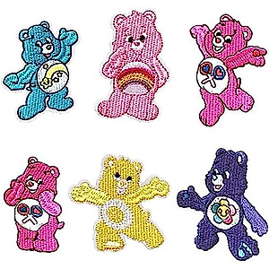 Carebears Cartoon Characters Embroidered Iron on Patch Set of 6